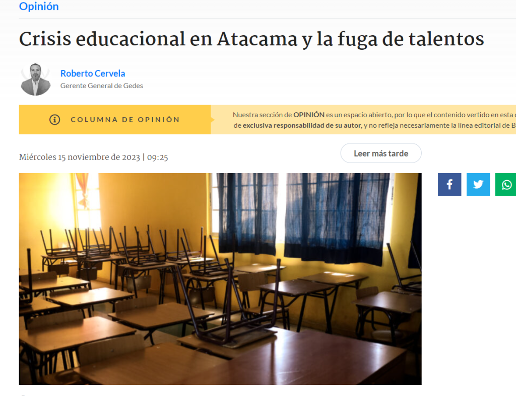 Crisis educacional en Atacama y la fuga de talentos – Agente Operador